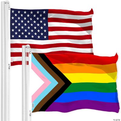 G128 3x5ft Combo USA & LGBT Rainbow Pride Progress Printed 150D ...