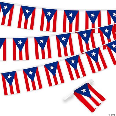 G128 8.2x5.5IN Flag Pieces 33FT Full String, Puerto Rico Printed 150D ...