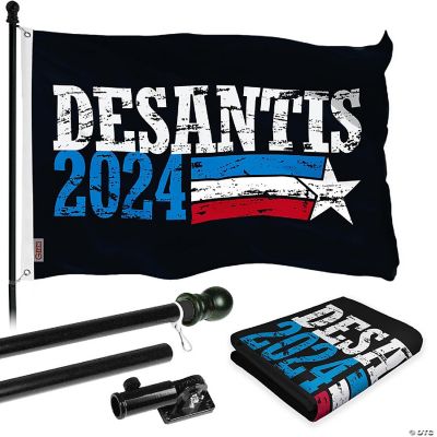 G128 Combo 6ft Black Flagpole & 3x5 Ft DeSantis 2024 Printed 150D ...