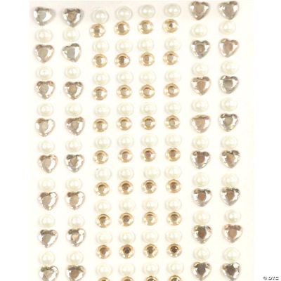 Wrapables 164 pieces Crystal Heart and Pearl Stickers Adhesive ...