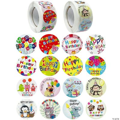 Wrapables 1 Inch Party Favor Birthday Stickers (1000pcs), Happy ...