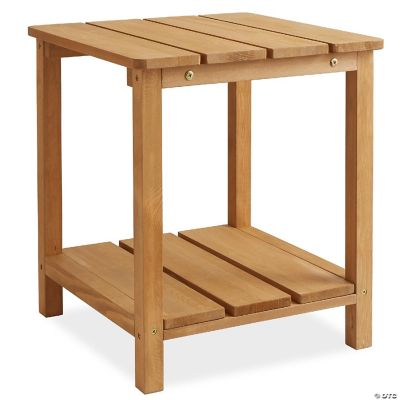 Casafield Wood Adirondack Side Table with Shelf for Patio and Deck ...
