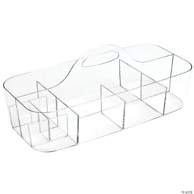 mDesign Plastic Divided Cosmetic Organizer Caddy Tote Bin with Handle ...
