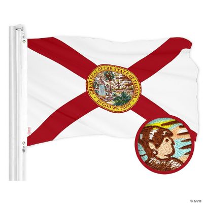G128 3x5ft 1PK Florida Embroidered 210D Polyester Flag | Oriental Trading