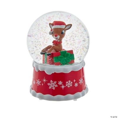 Kurt Adler Rudolph The Red Nose Reindeer In Present Water Globe 3.9 Inch
