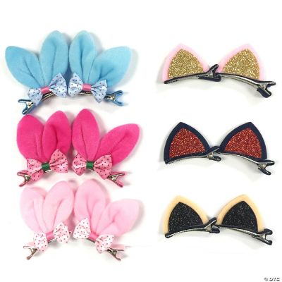 Wrapables Rabbit Ears & Cat Ears Girls Glitter Hair Clips Animal Hair ...