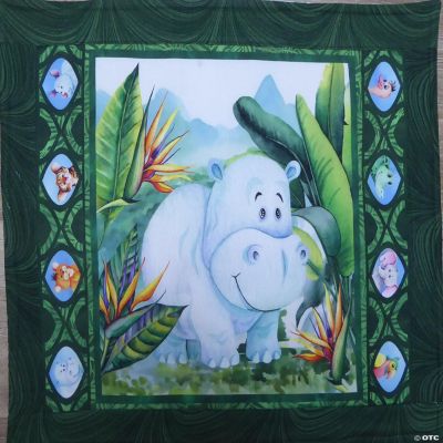 Hippo Placemat 1 Cute Jungle Friends Cotton Handmade Quilted