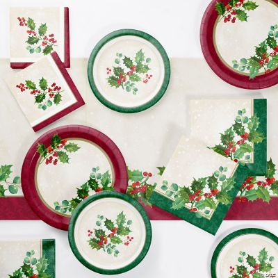 49 Pc. Christmas Holly Party Supplies Kit for 8 Guests