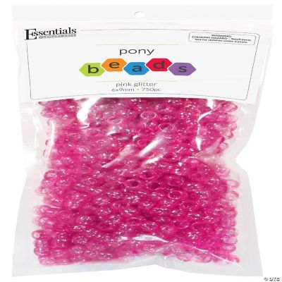 EBL Pony Bead 6x9mm Glitter Pink 750pc