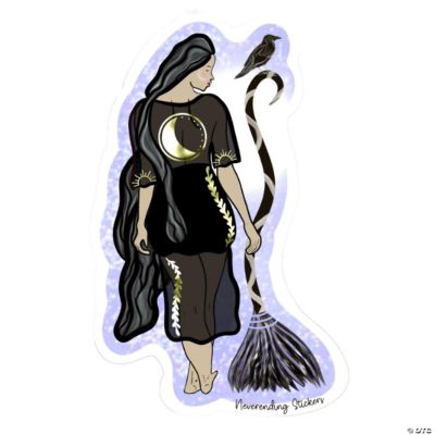 Everyday Witch & Familiar Crow - Vinyl Sticker 3.8x2.5in | Oriental Trading