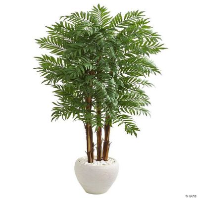 Nearly Natural 6' Parlour Artificial Palm Tree in White Planter