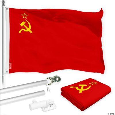 G128 Combo 6ft Silver Flagpole & 3x5 Ft Union of Soviet Socialist ...