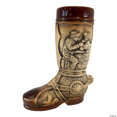 Drinking Scenes Brown Relief German Beer Stein Boot .5 L Made in Germany