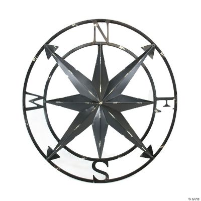 Zeckos 20 Inch Distressed Metal Compass Rose Nautical Wall Decor Indoor ...
