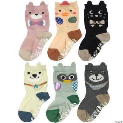 Wrapables Peek A Boo Animal Gripper Toddler Baby Kid Socks (Set of 6 ...