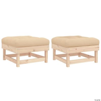vidaXL Patio Footstools with Cushions 2pcs Solid Wood Pine
