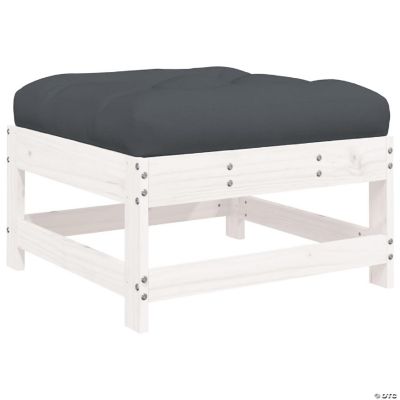vidaXL Patio Footstool with Cushion White Solid Wood Pine | Oriental ...