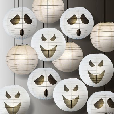 PaperLanternStore Halloween 12-Piece Spooky Ghosts Paper Lantern Party ...