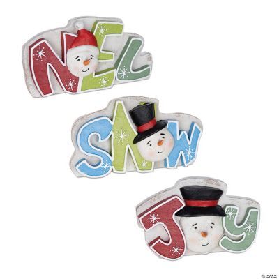 Snowman Noel Joy Snow Tabletop Sign (Set of 3) | Oriental Trading