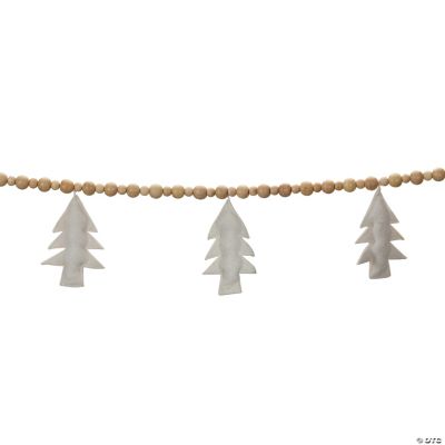 Wood Beaded Wool Tree Garland (Set of 2) | Oriental Trading