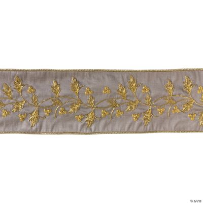 Gold Leaf Ribbon 4" Proper 5 Yds. | Oriental Trading
