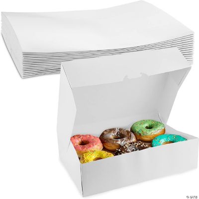 MT Products White Donut Boxes - 14" x 10" x 3.5" Auto-Popup Bakery ...