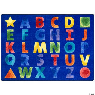 Joy Carpets Watercolor Alphabet 7'8" X 10'9" Area Rug In Color Rainbow ...