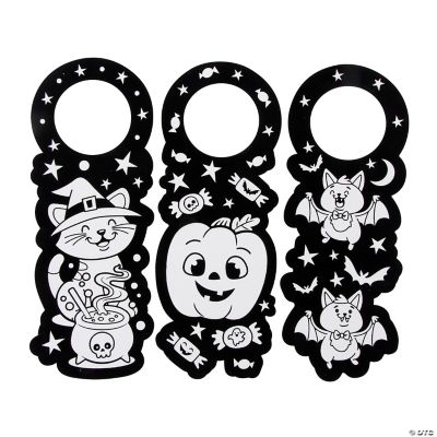 4" x 10 1/2" Color Your Own Fuzzy Halloween Doorknob Hangers - 12 Pc ...