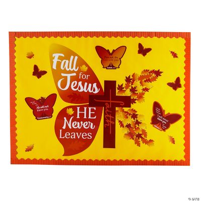 Religious Fall Butterfly Classroom Bulletin Board Set - 71 Pc.