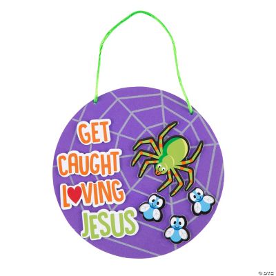 6 1/2" Religious Get Caught Loving Jesus Spider Web Sign Foam Craft Kit ...