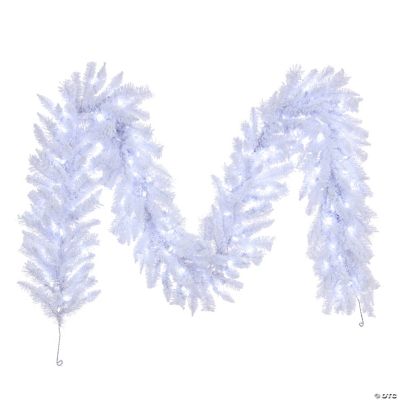 Vickerman 9' Proper 14" Flocked White Garland, Pure White Single Mold ...