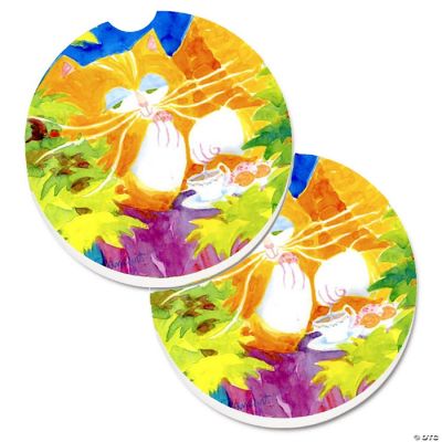Carolines Treasures 6101CARC Cat Tea Time Set of 2 Cup Holder Car Coaster