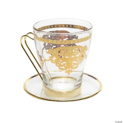 4 x 3 in. Tea Cups with Plates - 14 karat Gold Design, Set of 6 ...
