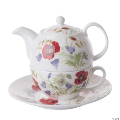 90 mm English Meadow Tea for One Teapot with Tea Cup & Saucer, Multi Color
