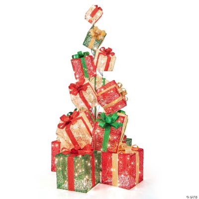 Costway 15 Stacked Pre-Lit Gift Box Tower 67'' Lighted Present ...