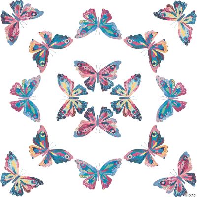 Pink and Blue Papillon Peel and Stick Wallpaper | Oriental Trading