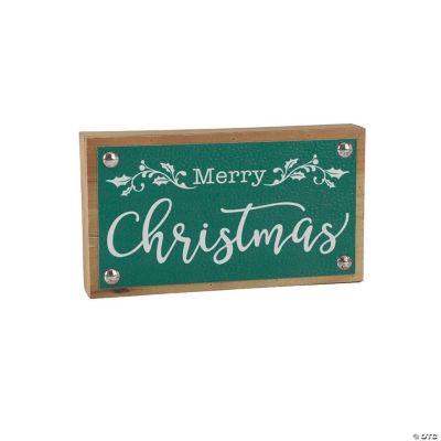Merry Christmas Sign (Set Of 2) 7"L X 4"H Mdf/FauProper Leather ...