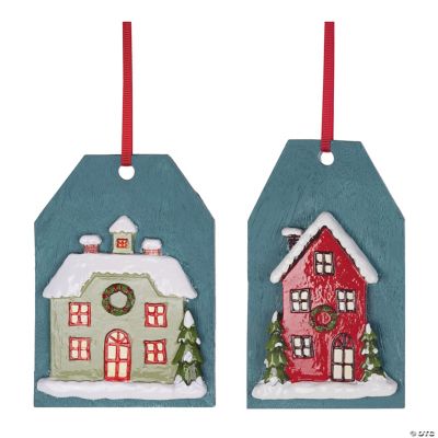 Winter House Tag Ornament (Set Of 6) 5"H, 5.5"H Resin | Oriental Trading