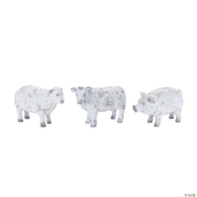 Distressed Farm Animal Figurine (Set Of 3) 3.75"H, 4"H, 4"H Resin