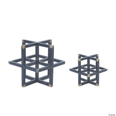 Modern Metal Star Sculpture (Set Of 2) 4"Sq, 6"Sq Iron | Oriental Trading