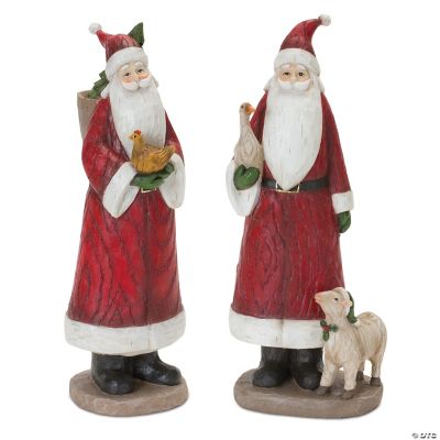Farmhouse Santa Figurine (Set Of 2) 11"H Resin