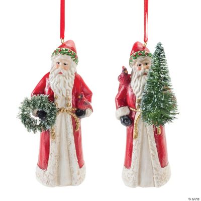 Santa With Cardinal Bird Ornament (Set Of 6) 4.5"H Resin | Oriental Trading