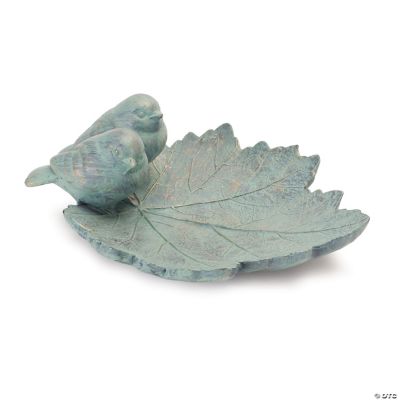 Leaf With Perched Birds (Set Of 2) 10"L X 3.75"H Resin