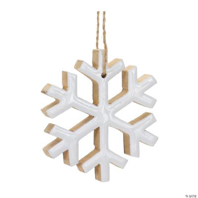 White Wood Snowflake Ornament (Set Of 12) 4"H Mdf | Oriental Trading