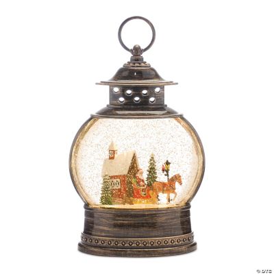 Led Snow Globe With Santa'S Sleigh 11.5"H Plastic 6 Hr Timer | Oriental ...