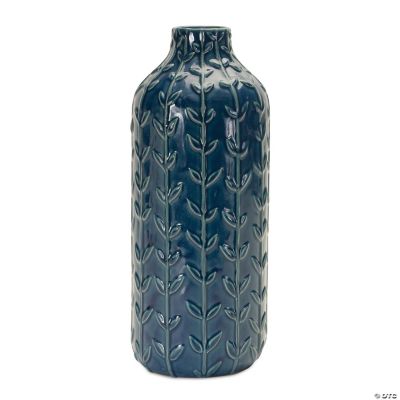 Leaf Pattern Vase (Set Of 2) 4.75"D X 11.25"H Ceramic