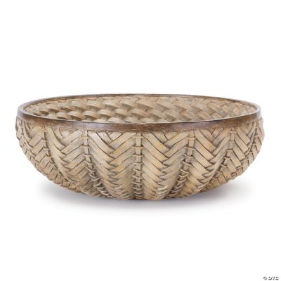 Decorative Wicker Design Bowl (Set Of 2) 9"D X 3.25"H Resin | Oriental ...
