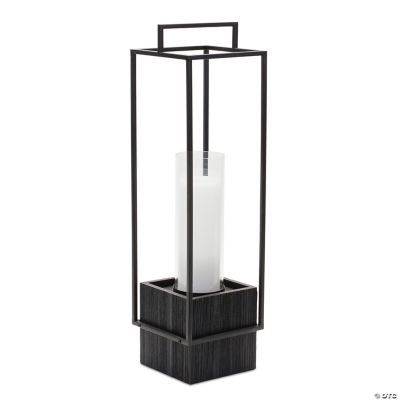 Wood Candle Holder With Metal Frame 24"H Wood/Iron