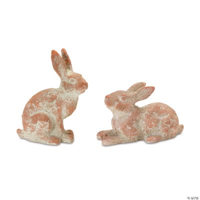 Distressed Garden Rabbit Statue (Set Of 2) 12.25"L X 7.5"H, 7.5"L X 12. ...