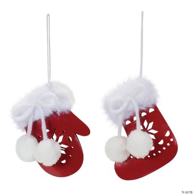 Snowflake Stocking And Mitten Ornament (Set Of 12) 4"H Metal